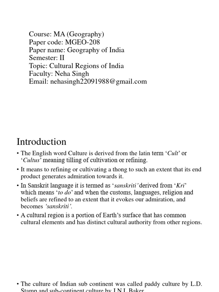 Cultural Regions of India Explained | PDF | South Asia