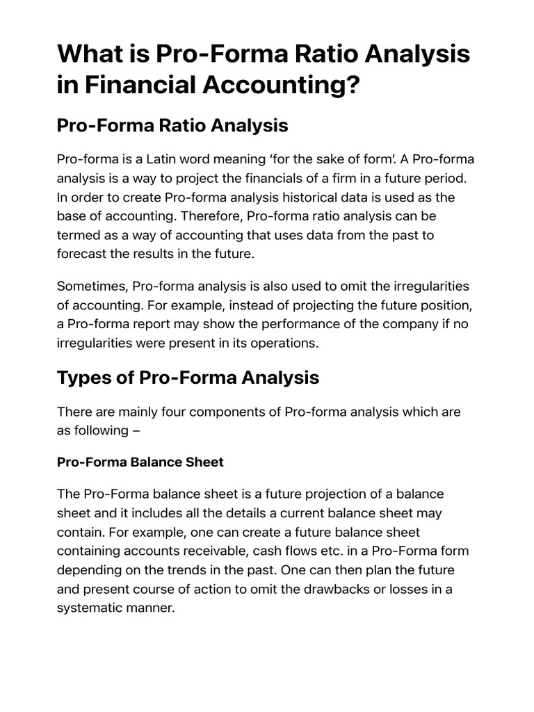 What Is Pro-Forma Ratio Analysis in Financial Accounting | PDF ...