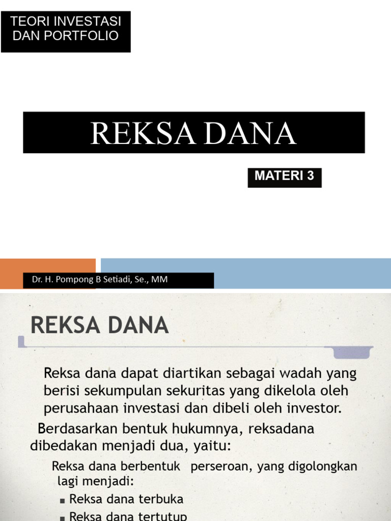 Materi-3 - Pengertian - Reksa Dana | PDF