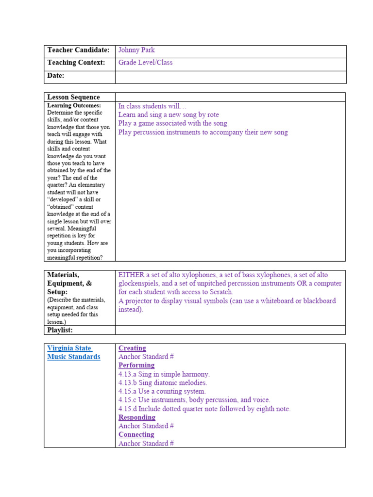 Reverse Lesson Plan 2 | PDF | Rhythm | Musicology
