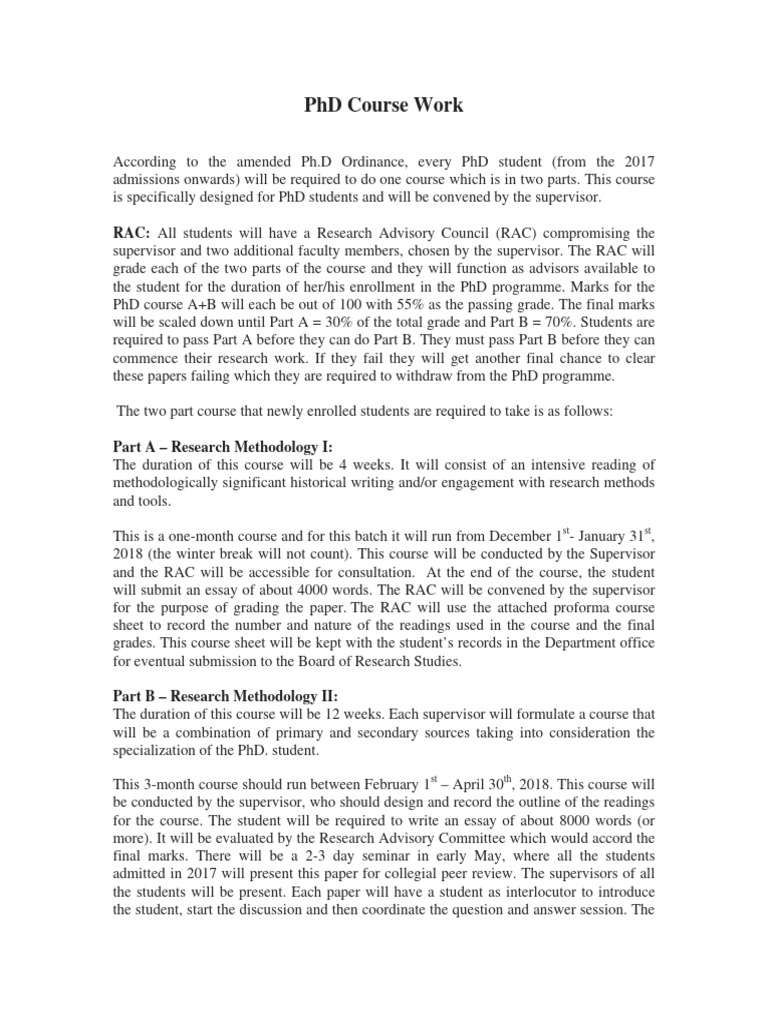 PhD Course Requirements and Structure | PDF | Thesis | Doctor Of Philosophy