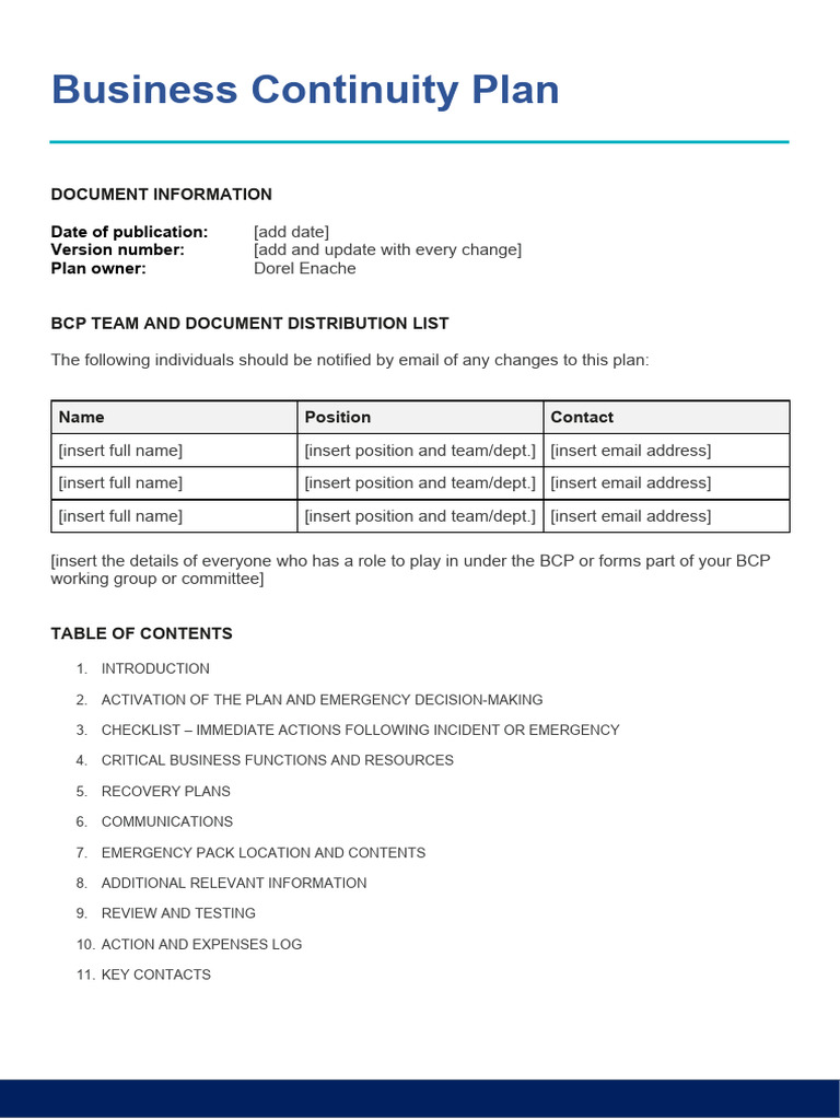 Business Continuity Plan Template | Download Free PDF | Business | Computing