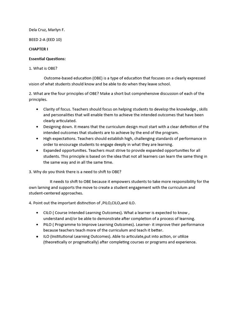 Eed10 Activities | PDF | Curriculum | Learning