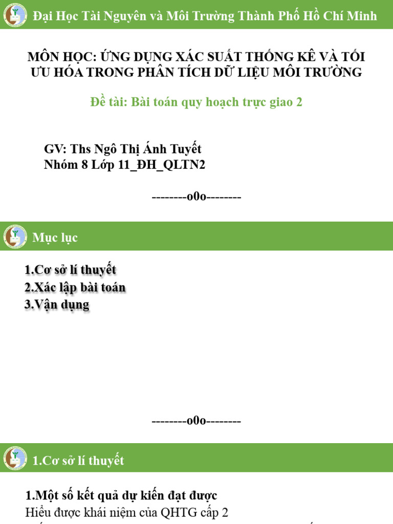 Nhóm 8 - Bài toán Quy Hoạch Trực Giao Bậc 2 | PDF