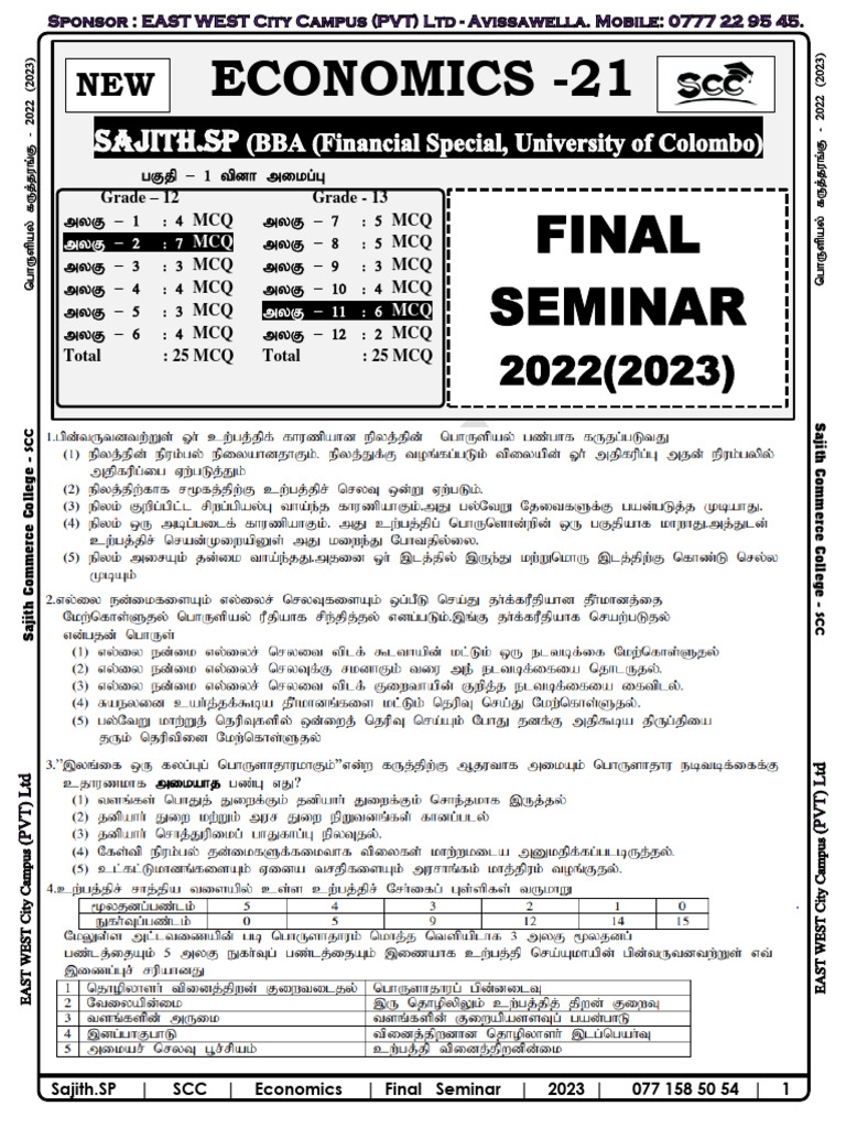 Economics Final Seminar 2023 | PDF