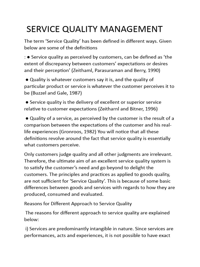 Service Quality Management | PDF | Marketing | Business