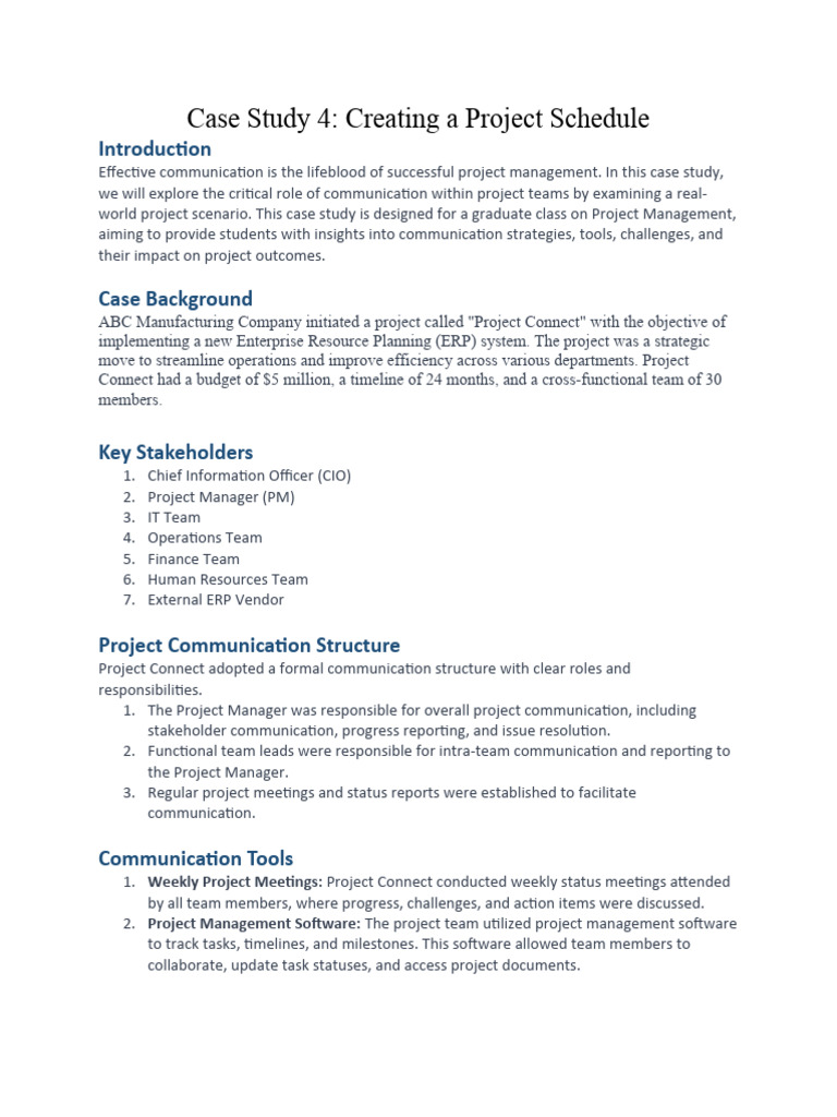 Case Study 5 - Communication in Project Teams | PDF | Project ...