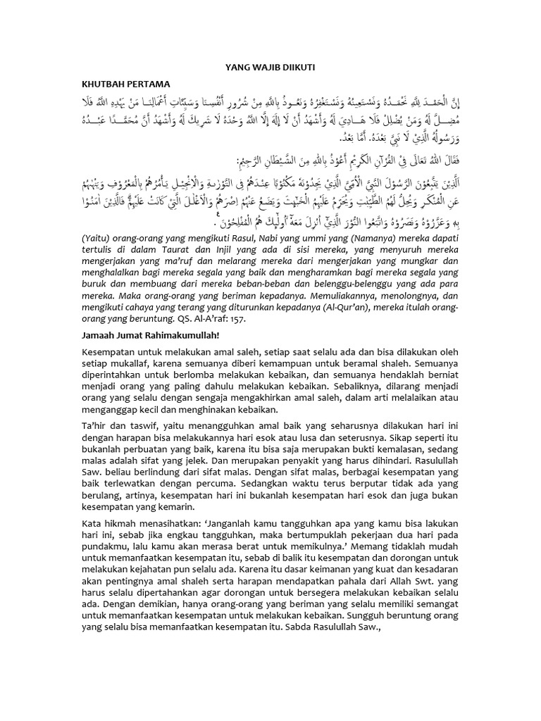 Yang Wajib Diikuti KH Zae Nandang | PDF