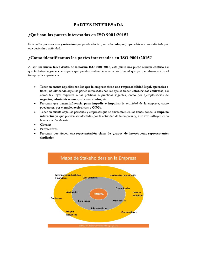 4.2 Partes Interesadas | PDF | Business | Sistema de manejo de calidad