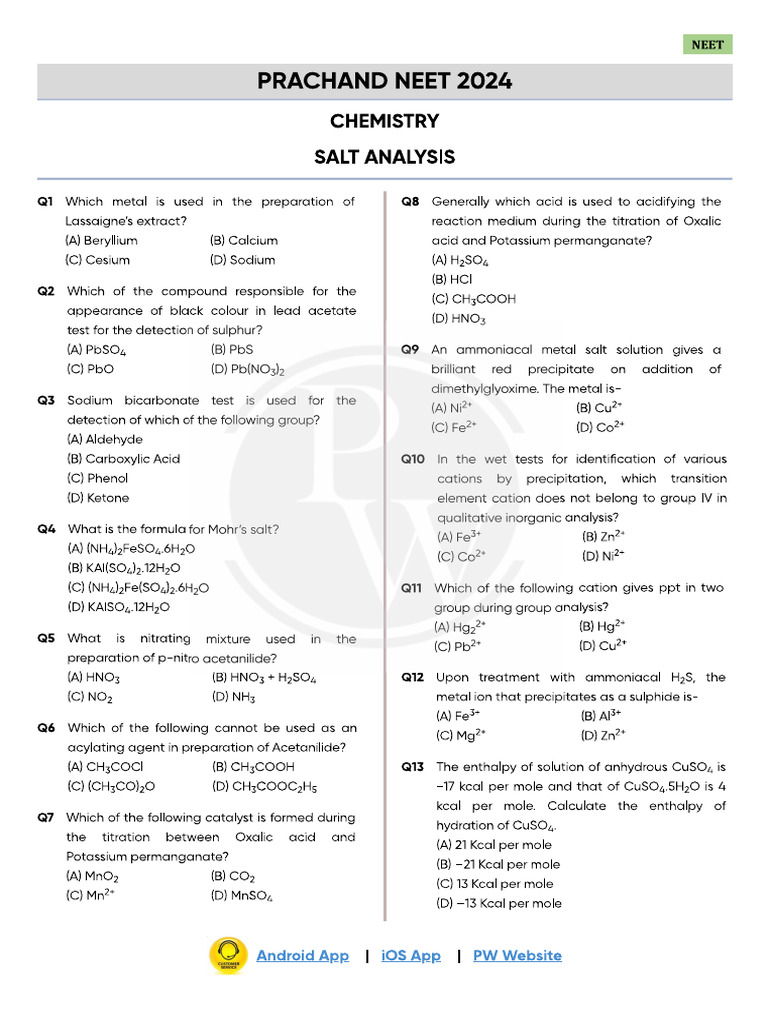 65f469444f9947001899b4ca - ## - Salt Analysis Practice Sheet | PDF