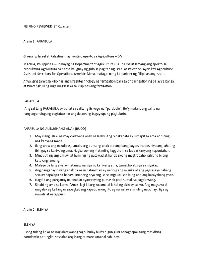 Filipino Reviewer | PDF