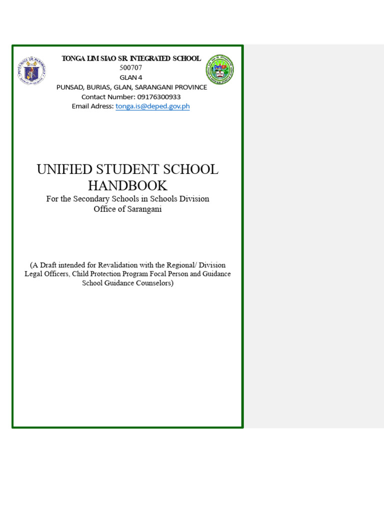 Unified Student School Handbook | PDF | Career & Growth | Wellness