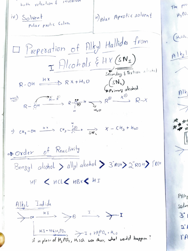 Preparation of Alkyl Hallides - Handwritten Notes by Neil | PDF ...