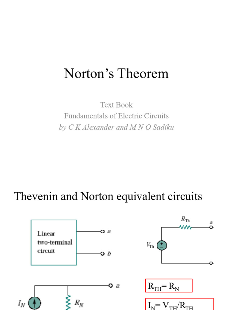 Nortons Theorem Pdf Electrical Engineering Analog Circuits 3001