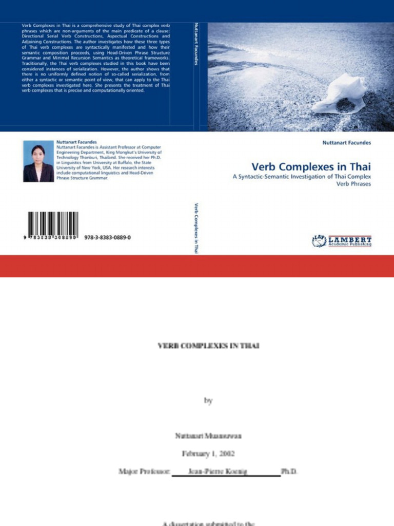 Verb Complexes In Thai A Syntactic Semantic Investigation Of Thai Complex Verb Phrases Phd