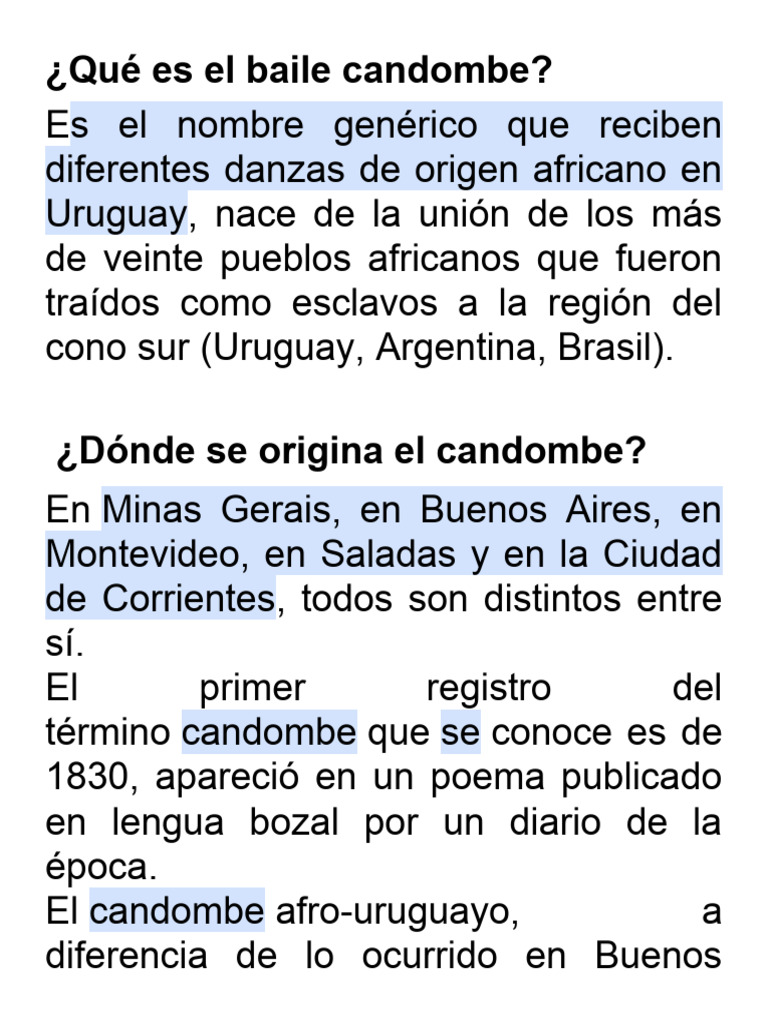 Qué Es El Baile Candombe | PDF
