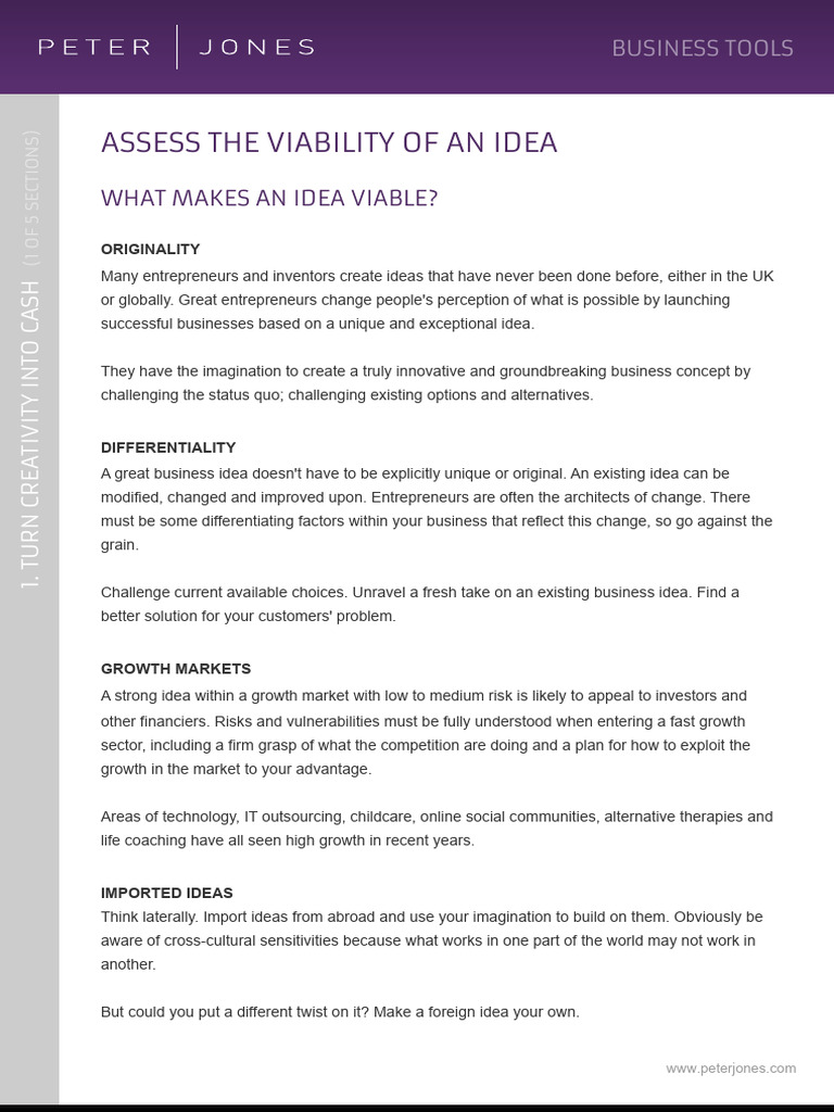 1.1 - Assess The Viability of An Idea | PDF | Entrepreneurship | Market ...