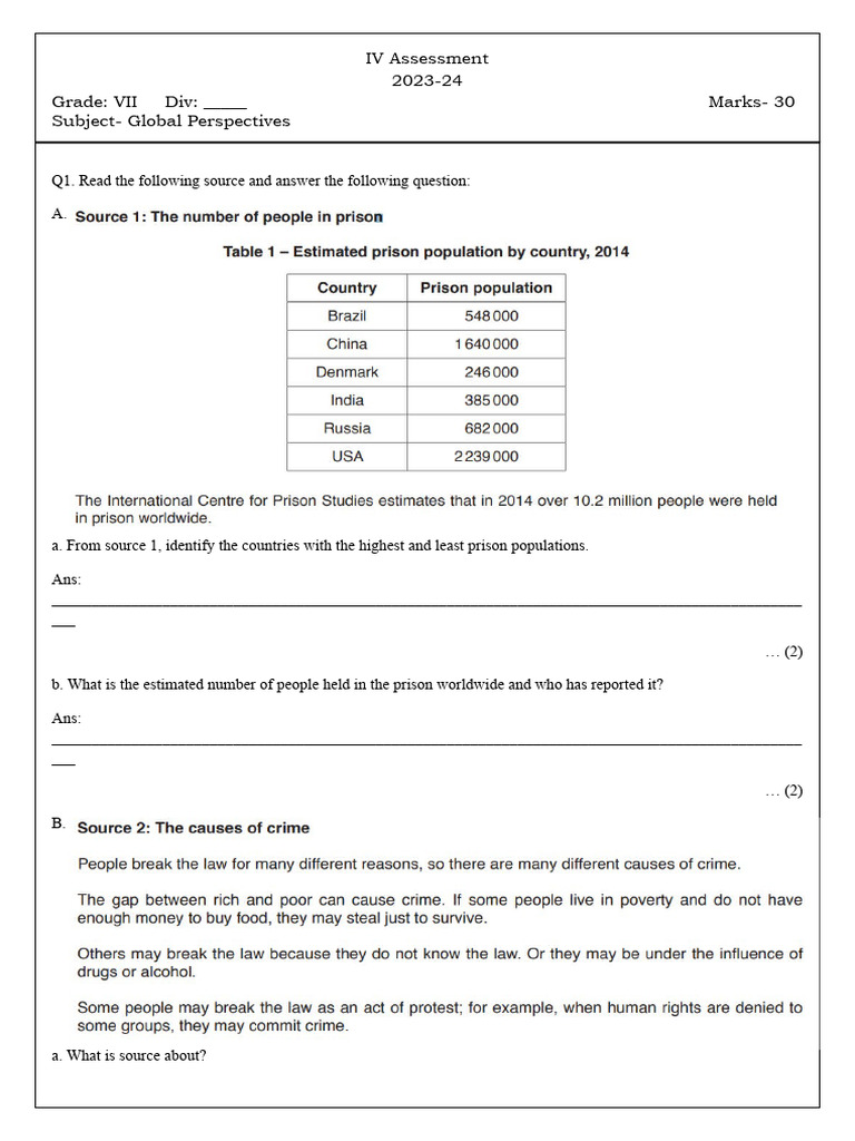 Grade 7 GP Paper Iv Assessment | PDF | International Relations | Government
