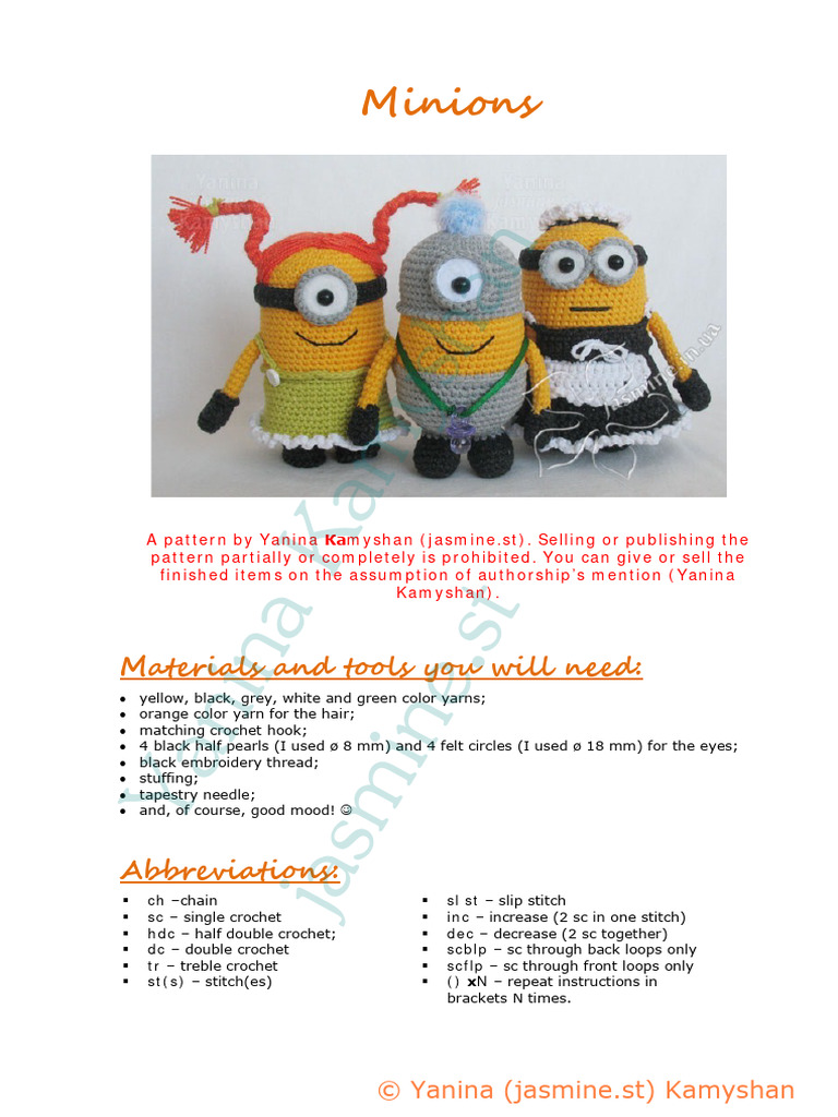 Minions Varios | PDF | Crochet | Yarn