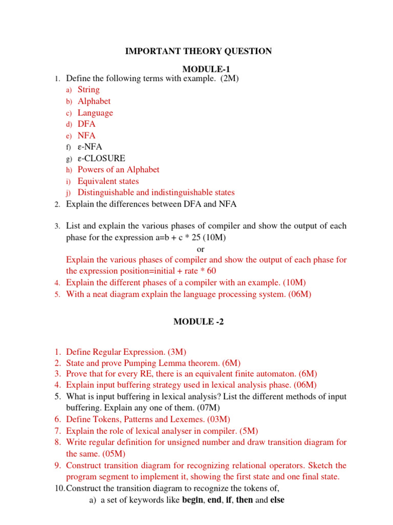AT&CD Important Questions Bank | PDF | Parsing | Linguistics