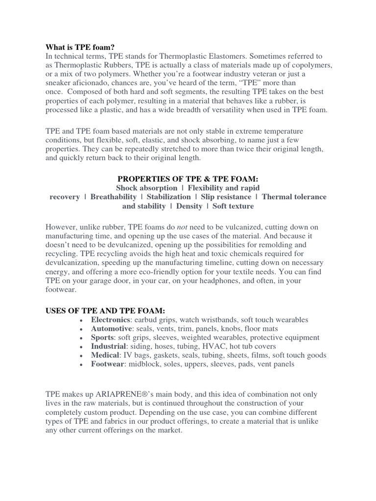 What Is TPE Foam and NuFoam | PDF | Polymers | Chemical Substances