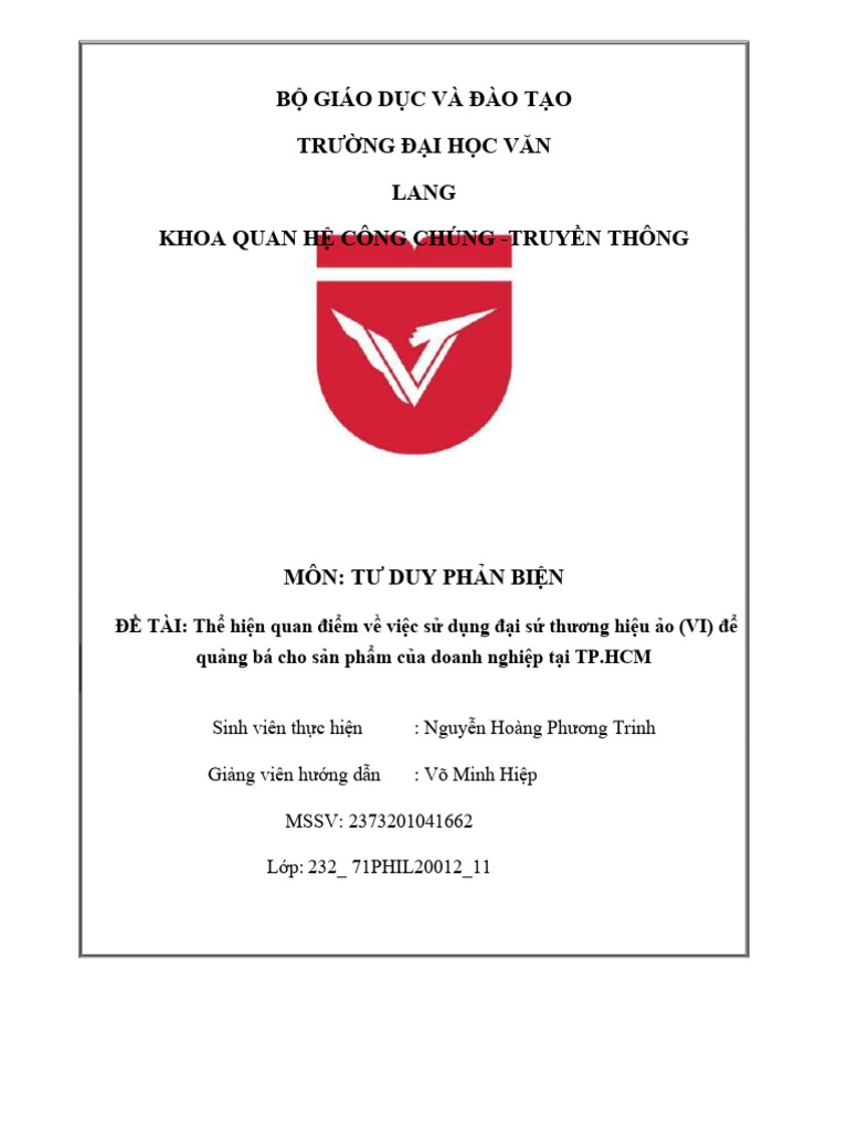 Tiểu Luận TDPB | PDF