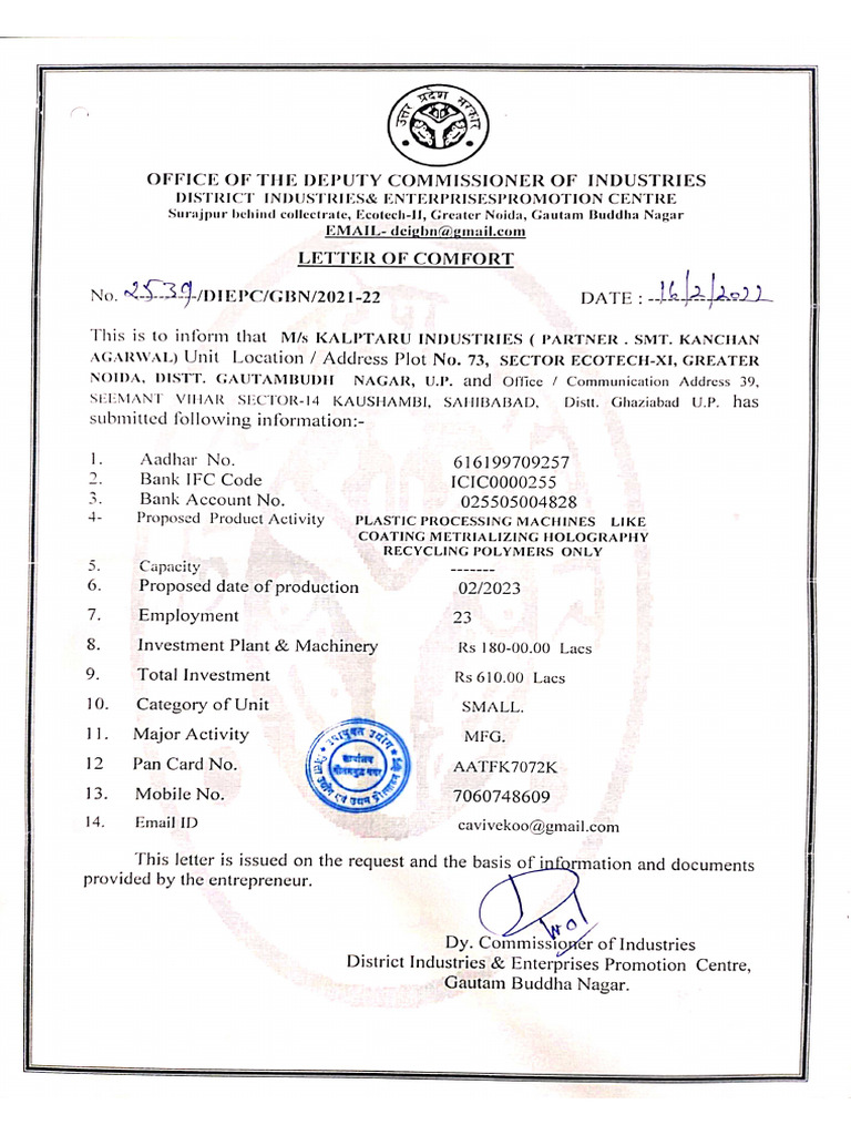 Comfort Letter | PDF