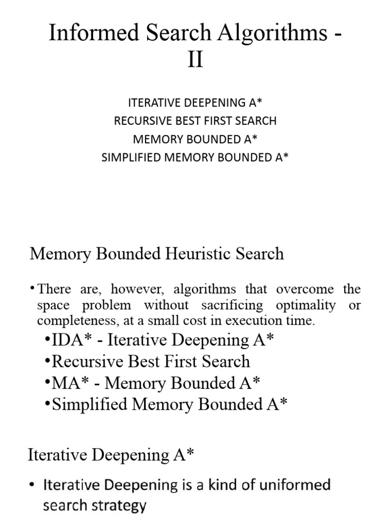 5 Memory Bounded Heuristic Searches | PDF | Algorithms And Data Structures | Algorithms