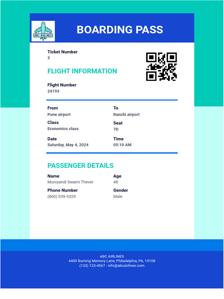Boarding Pass for Flight 24193 | PDF