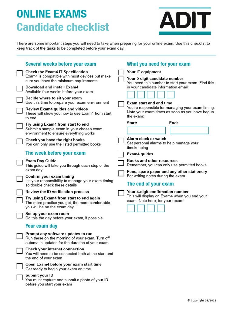 ADIT Online Exam Checklist | PDF | Information Technology | Software