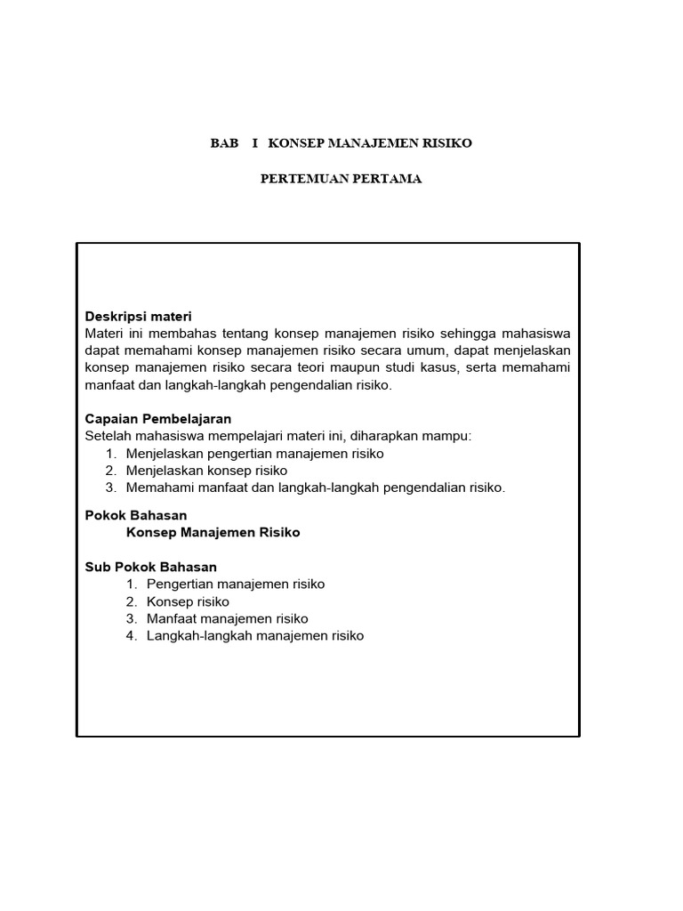 Modul I Konsep MGT Risiko | PDF