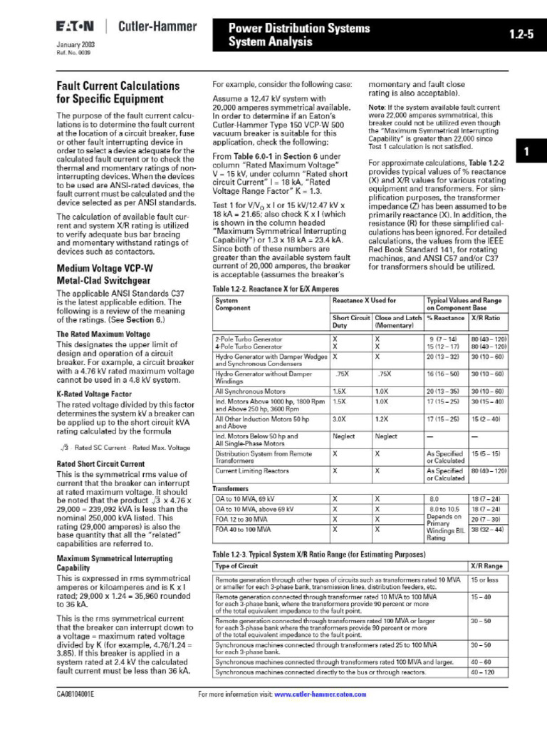 Fault Current Calculation For Specific Equipment-EATON | PDF