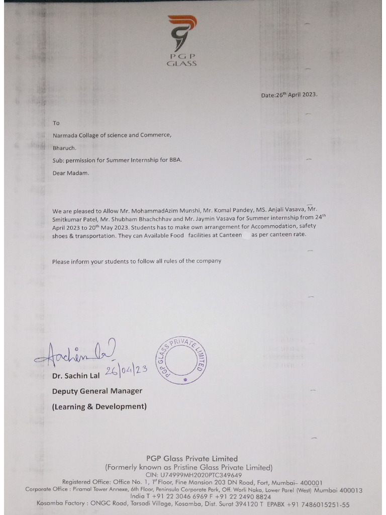 Conform Letter | PDF