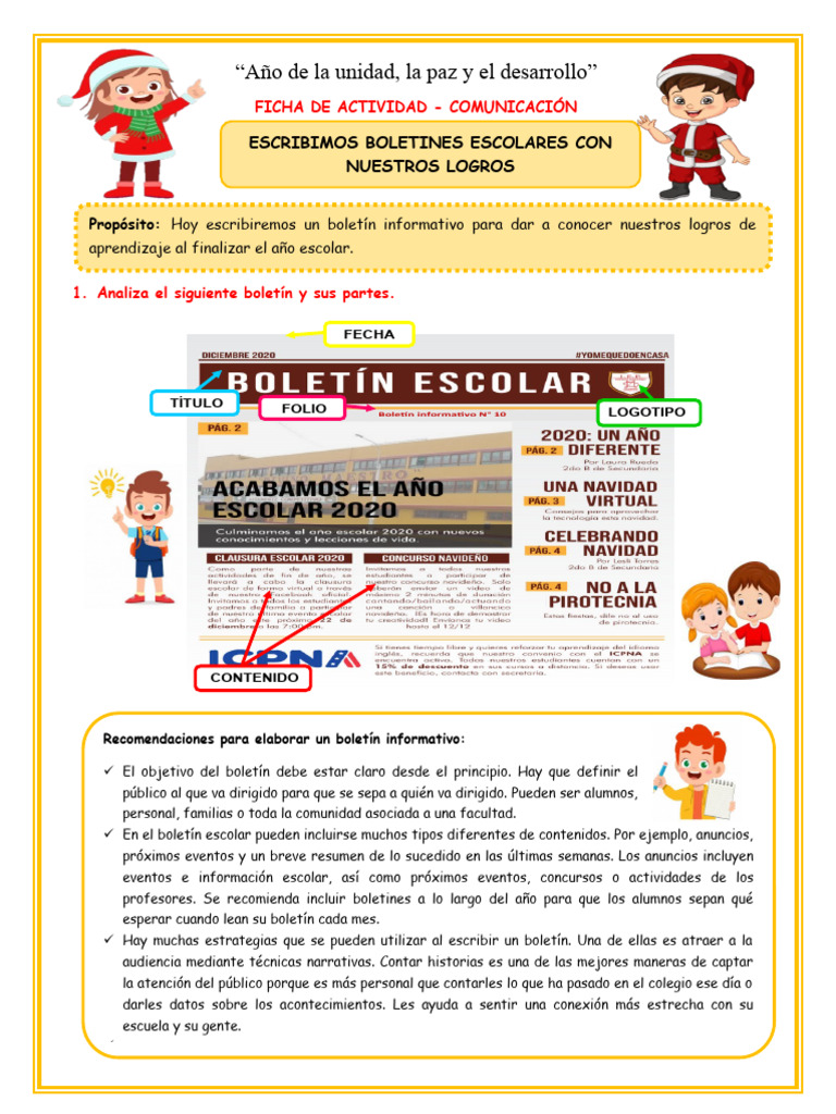 Estructura de un Boletín Escolar | PDF | Aprendizaje