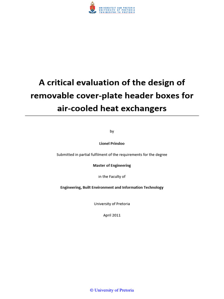 A Critical Evaluation of The Design of Removable Cover-Plate Header ...
