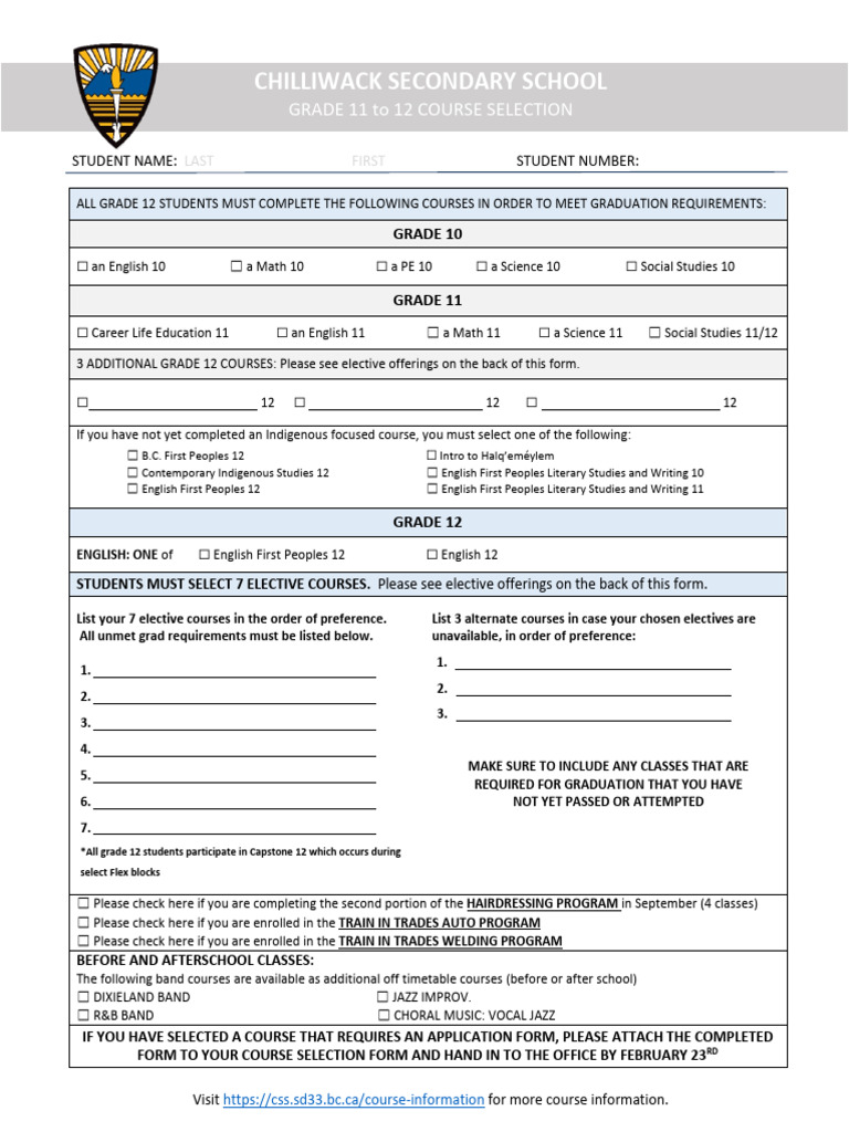 Chilliwack Secondary Course Selection Guide | PDF | The Arts | Fine Art