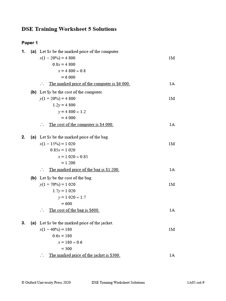 OJM DSETraining Percentages I e Sol | PDF