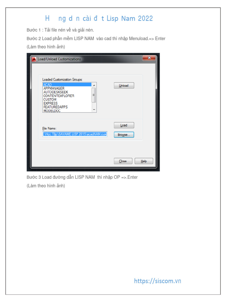 Hướng dẫn cài đặt Lisp Nam | PDF