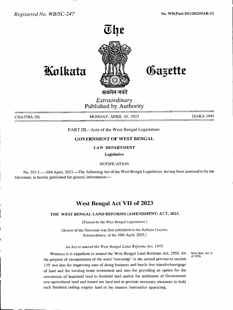 WBLR Act - 2023 | PDF | Lease | Common Law