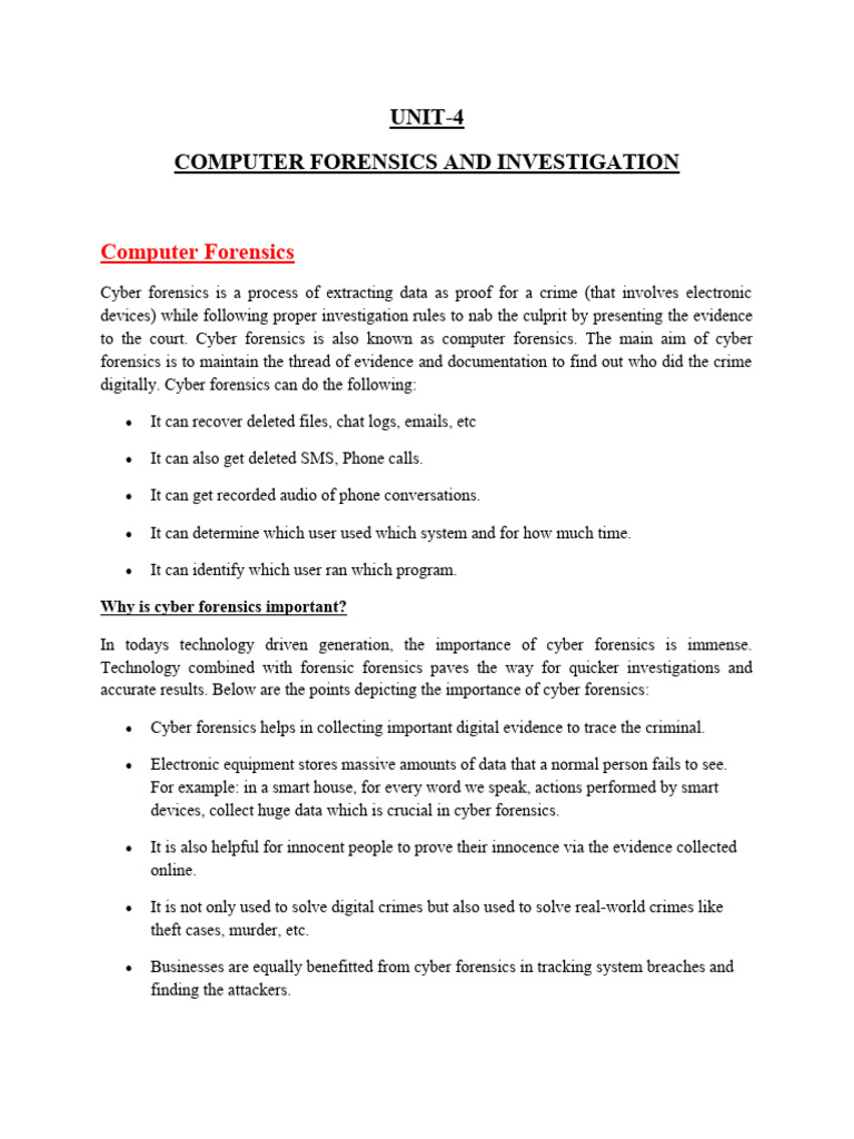 CSF Unit 4 | PDF | Computer Forensics | Fingerprint