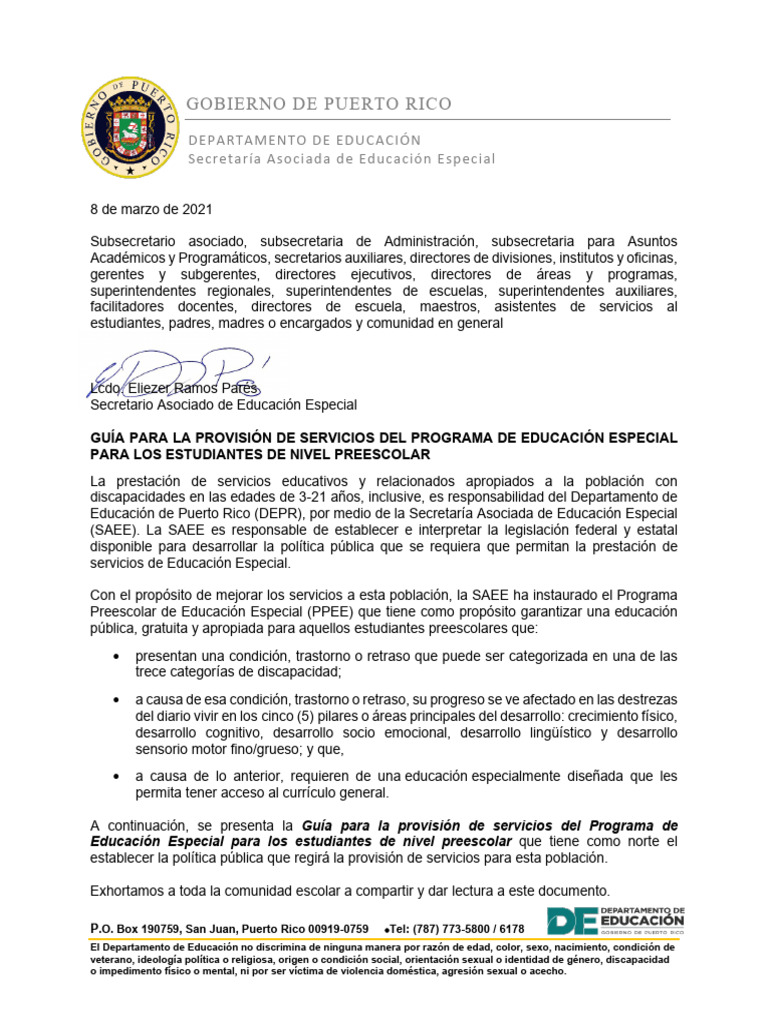 Gobierno de Puerto Rico: Departamento de Educación Secretaría Asociada ...
