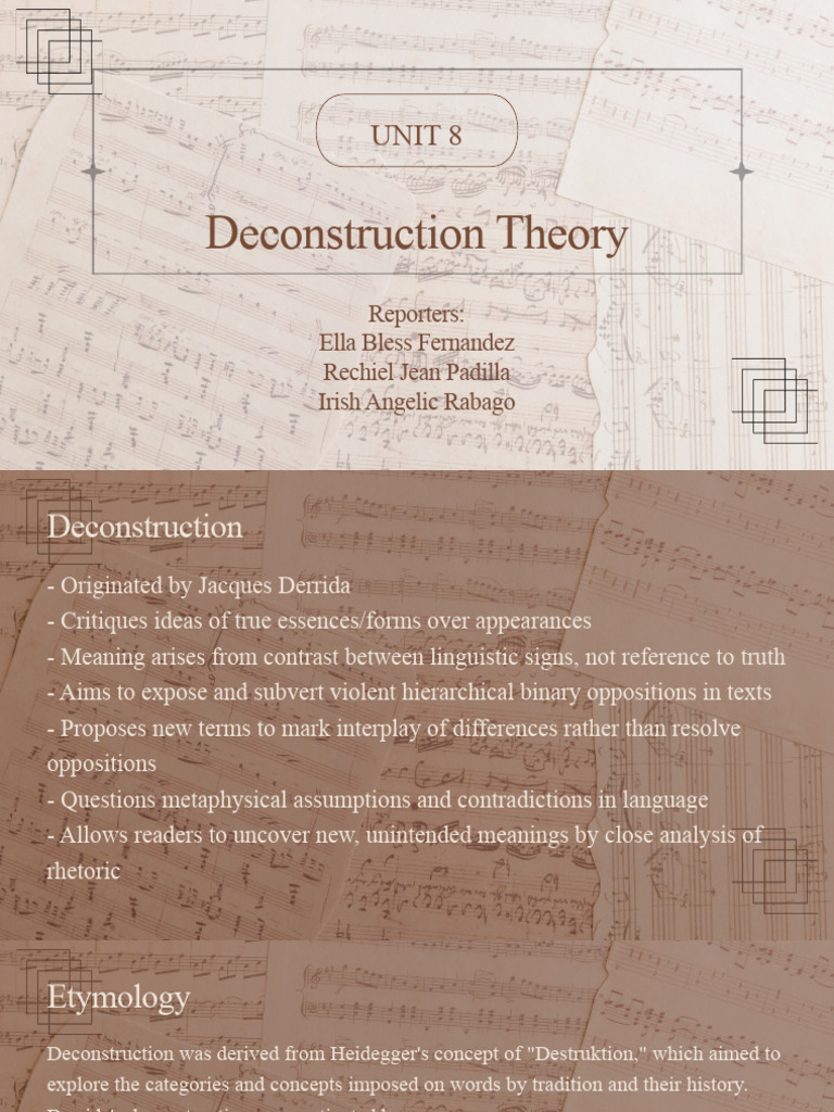 AS22 Deconstruction Theory | PDF | Deconstruction | Jacques Derrida