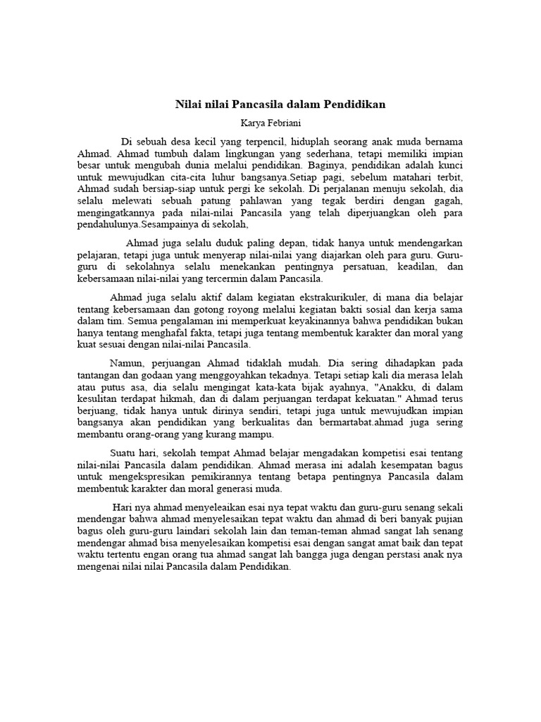 CERPEN Febriani Penddikan Pancasila | PDF