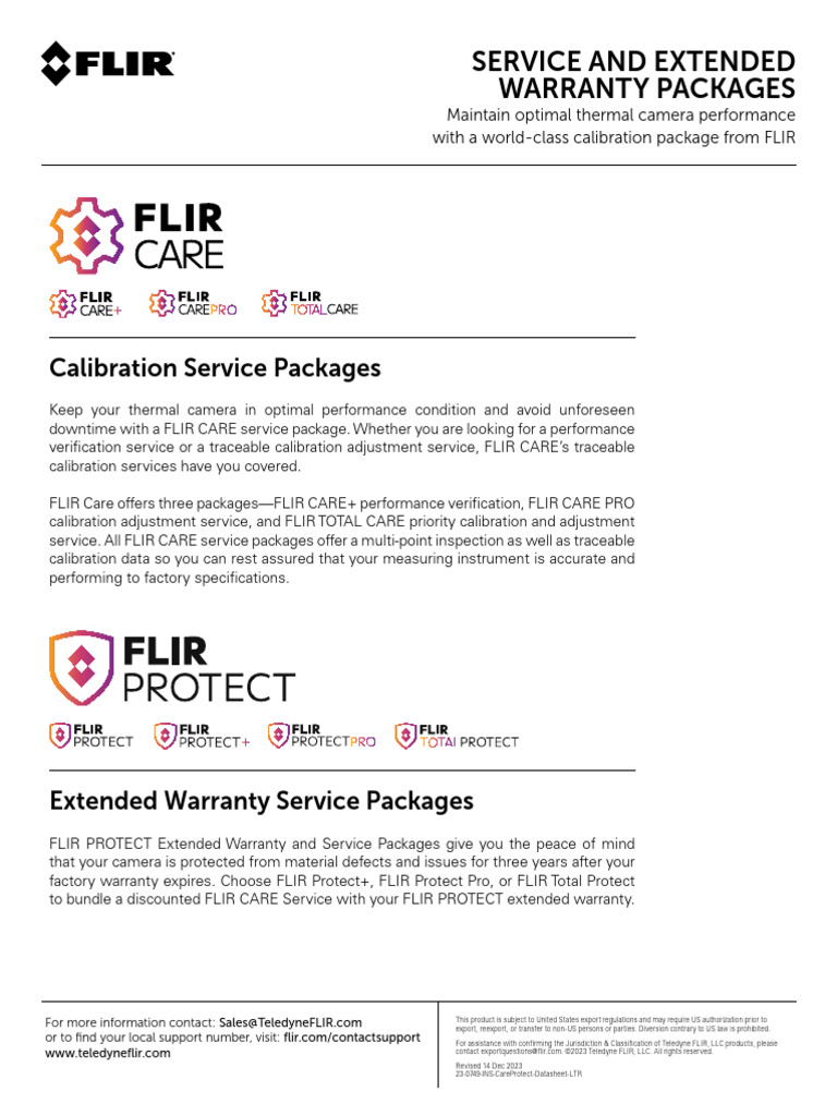 FLIR Care Protect Datasheet | PDF | Calibration
