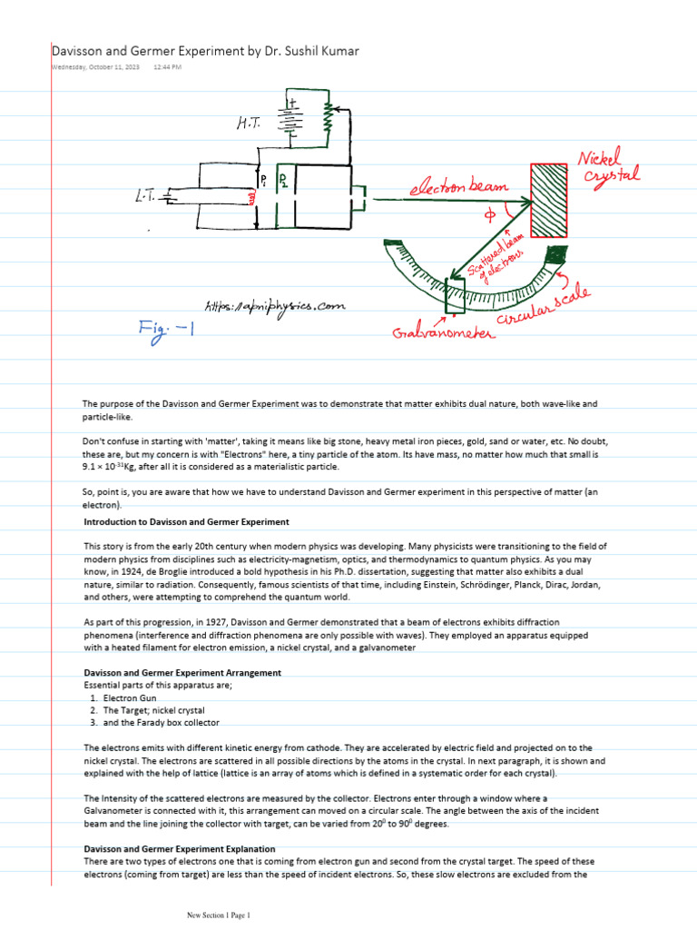 Davisson-Germer Experiment Overview | PDF | Electron | Diffraction