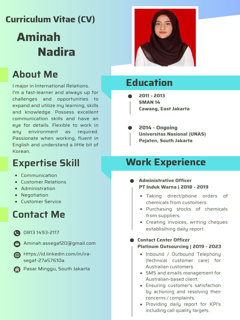 Aminah Noor Rahman's CV Summary | PDF | Business