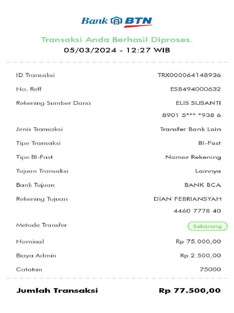 Contoh Bukti Transfer | PDF