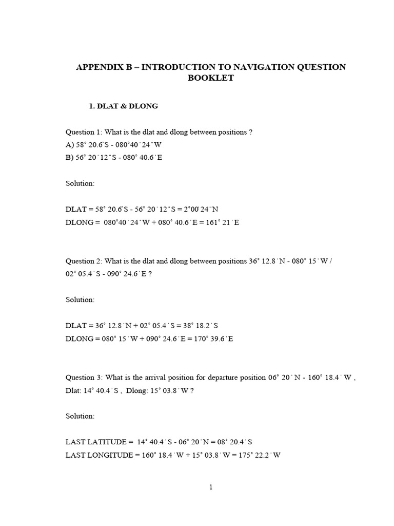 Navigation Calculations Guide | PDF | Compass | Geographical Technology