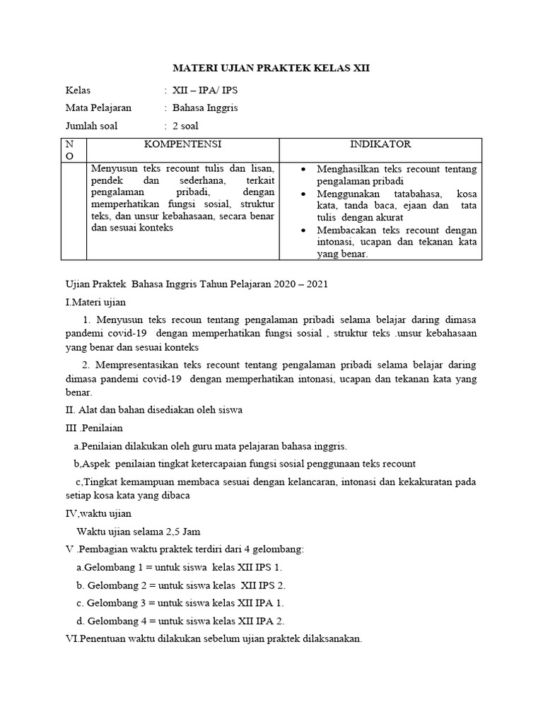 Soal Ujian Praktek Kelas Xii Bahasa Inggris | PDF