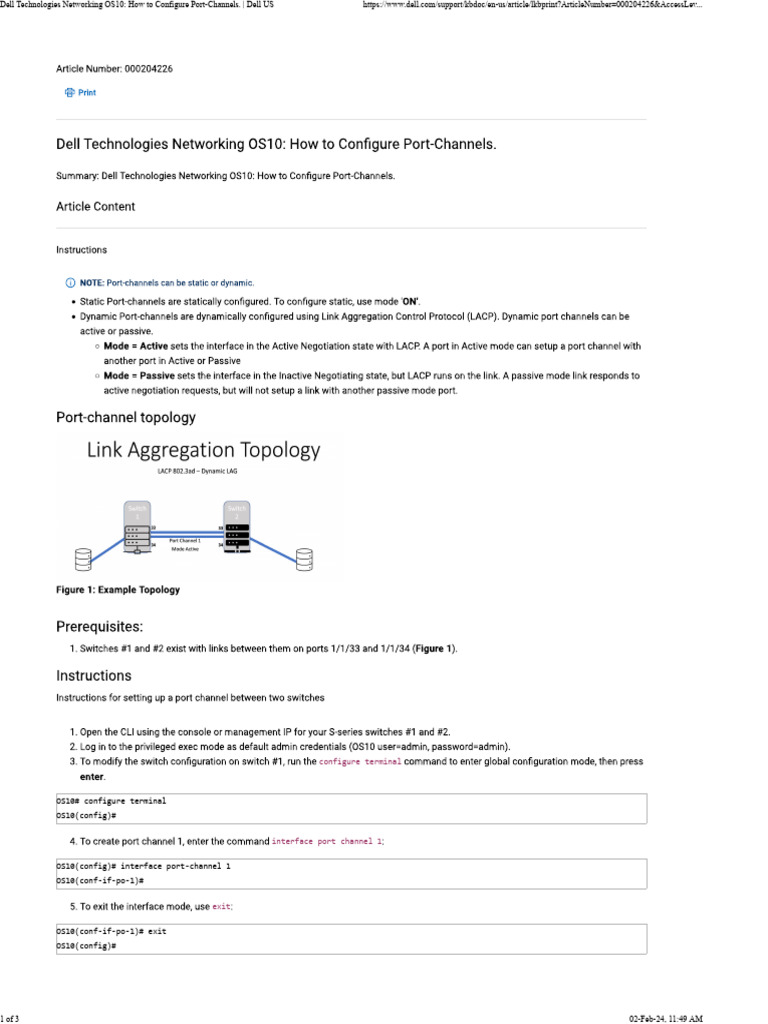 Dell Technologies Networking OS10 - How To Configure Port-Channels | PDF | Internet Protocols ...
